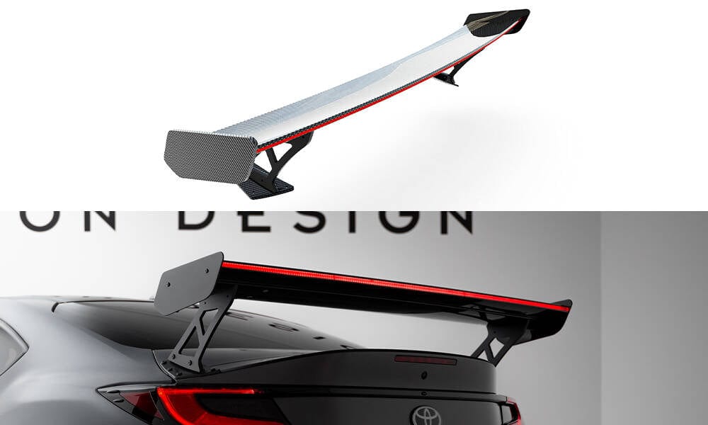 Maxton Design Carbon Spoiler With External Brackets Uprights + LED Toy ...